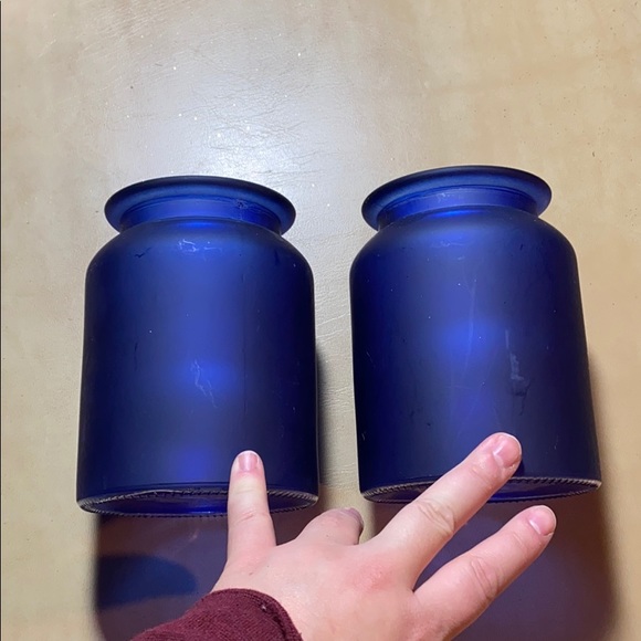Accents | 2 Curved Wide Mouth Jars Vases In Sapphire | Poshmark